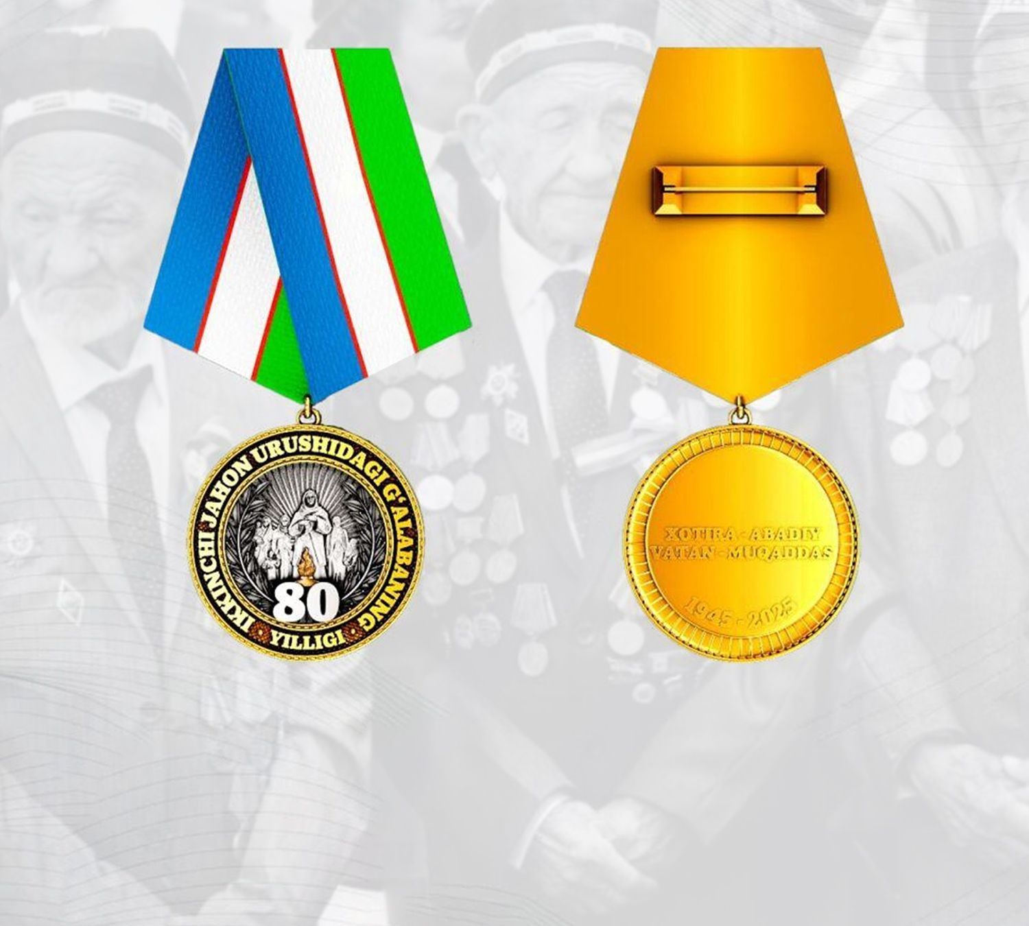 O‘zbekistonda G‘alabaning 80 yilligiga bag‘ishlangan yubiley medali ta ...